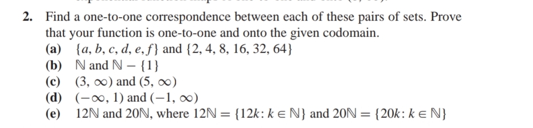 Solved Find a one-to-one correspondence between each of | Chegg.com