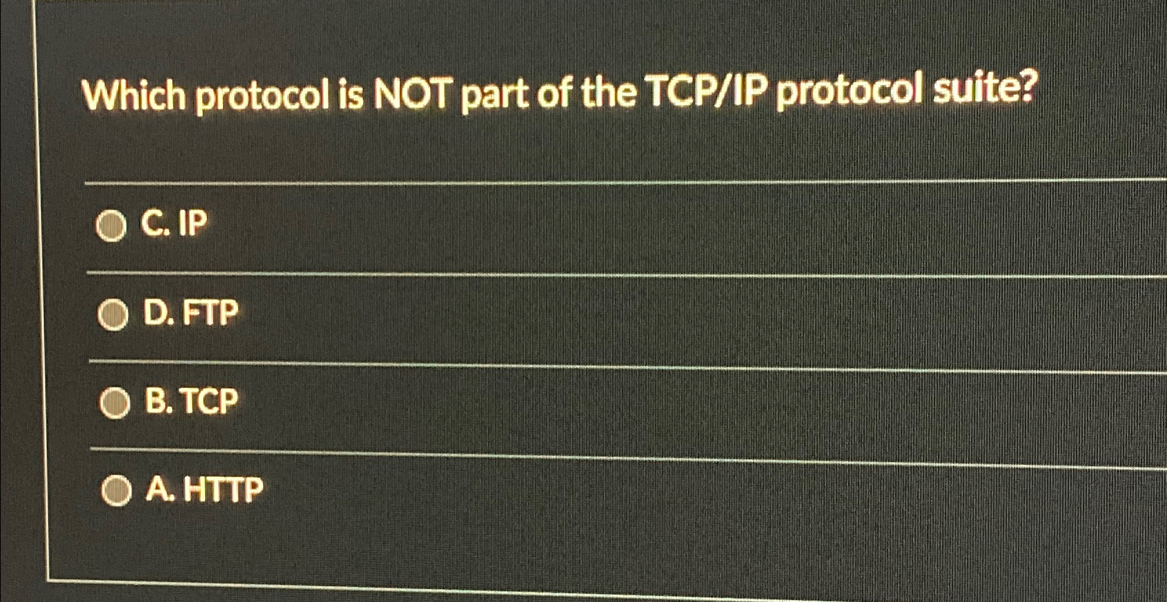 Solved Which protocol is NOT part of the TCP/IP protocol | Chegg.com
