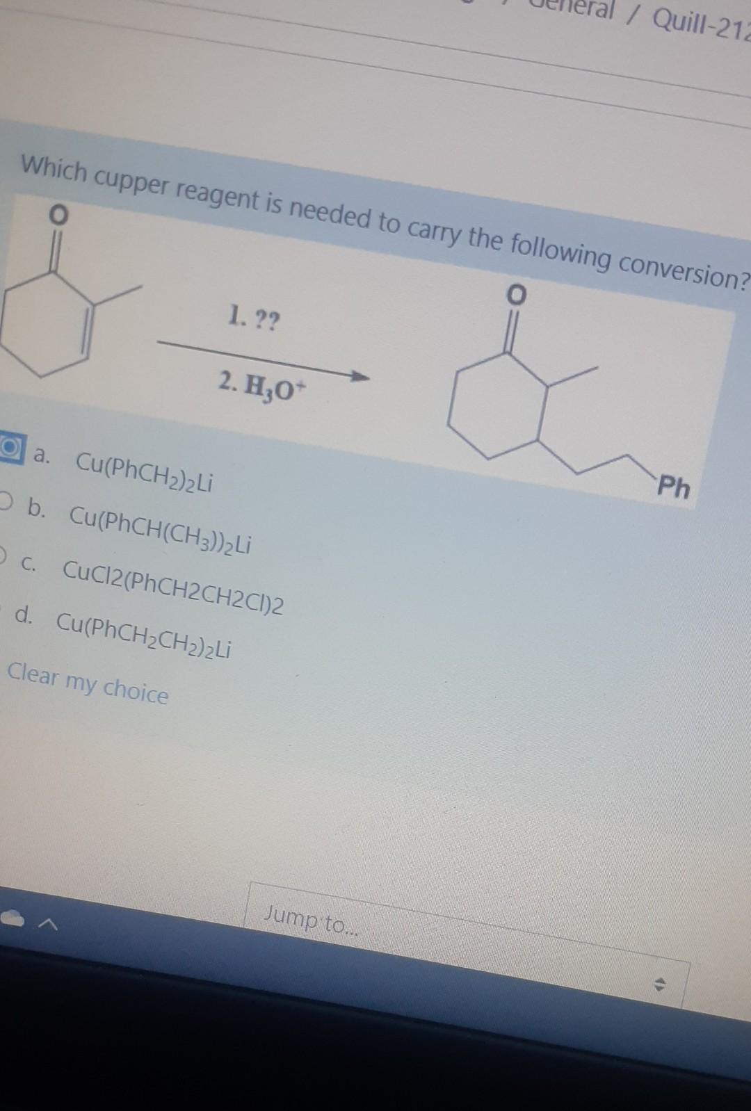 Solved / Quill-212 Which cupper reagent is needed to carry | Chegg.com