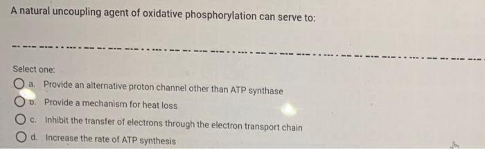 Solved A natural uncoupling agent of oxidative | Chegg.com