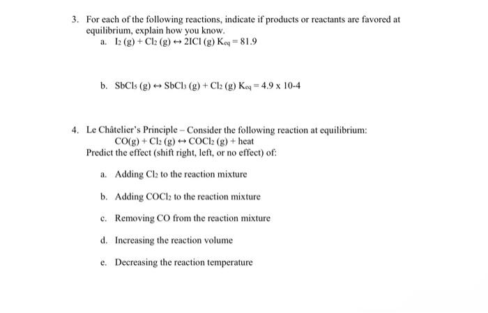 Solved 3. For each of the following reactions, indicate if | Chegg.com