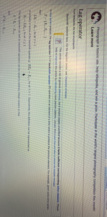 Solved interpret lag operator pleaseLx_{t-1}: it operators | Chegg.com