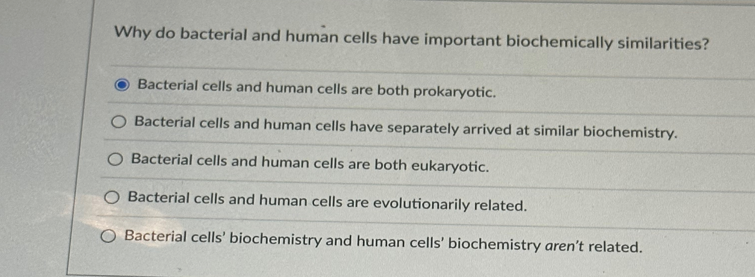 Solved Why do bacterial and human cells have important | Chegg.com