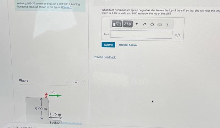 Solved A daring 510−N swimmer dives off a clit with a | Chegg.com