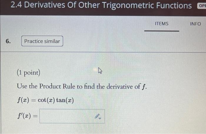 Solved 2.4 Derivatives Of Other Trigonometric Functions 6. | Chegg.com