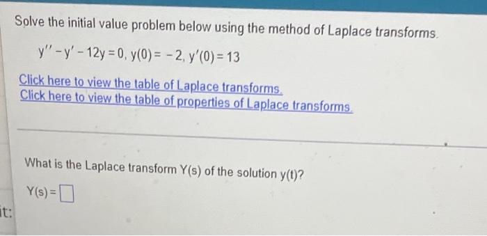 Solved Solve the initial value problem below using the | Chegg.com