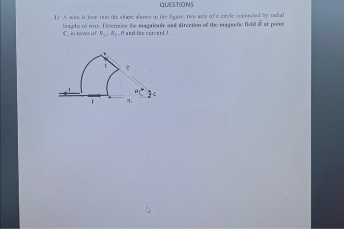 Solved 1) A wire is bent into the shape shown in the figure, | Chegg.com