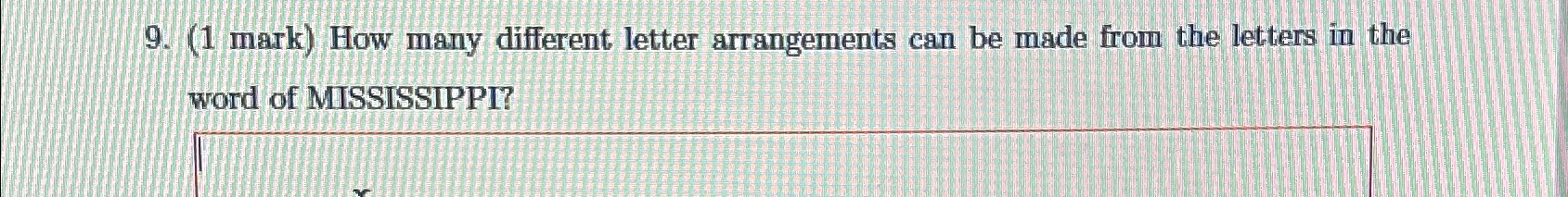 Solved (1 ﻿mark) ﻿How many different letter arrangements can | Chegg.com