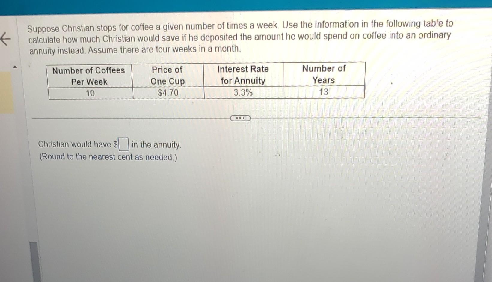 Solved suppose Christian stops for coffee a given number of | Chegg.com