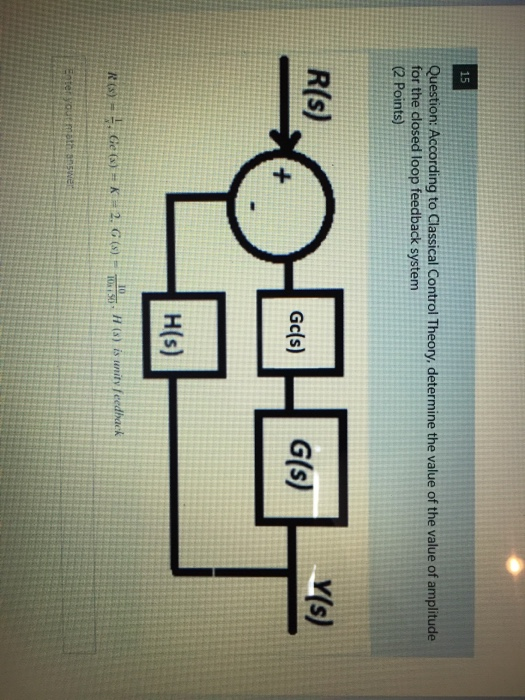 Solved 15 Question: According to Classical Control Theory, | Chegg.com