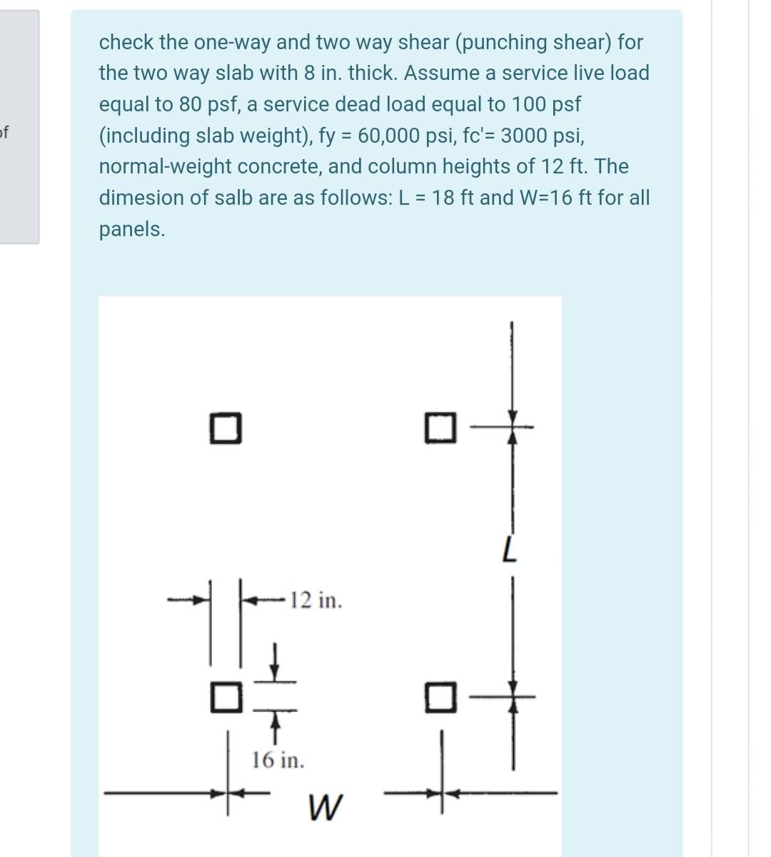 Solved of check the one-way and two way shear (punching | Chegg.com