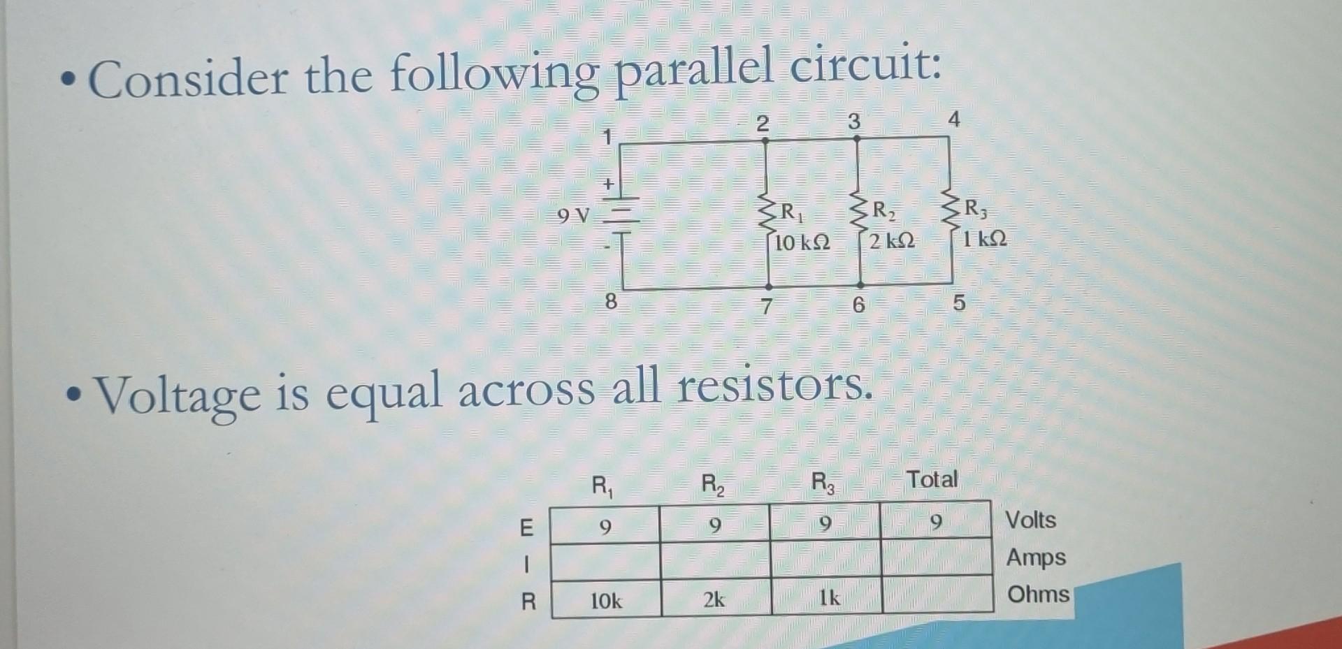 Solved - Consider the following parallel circuit: - Voltage | Chegg.com