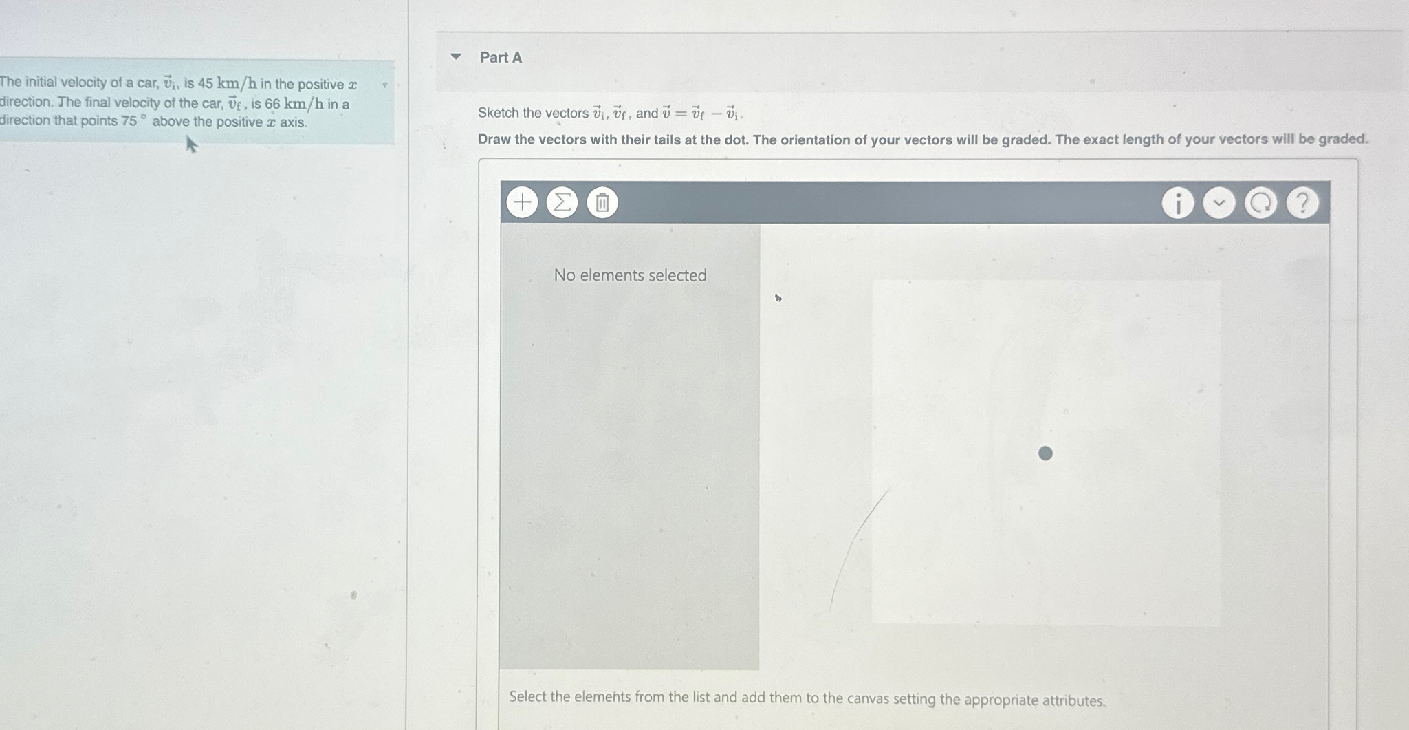 Solved The initial velocity of a car, vec(v)i, ﻿is 45kmh ﻿in | Chegg.com