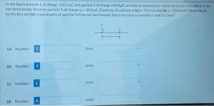 Solved In the figure particle 1 of charge −120.0μC and | Chegg.com