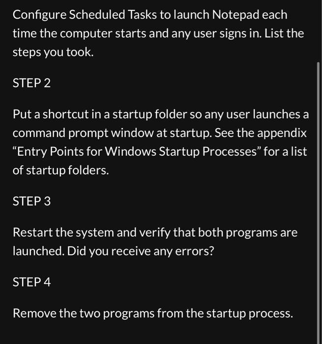 Solved Configure Scheduled Tasks to launch Notepad each time | Chegg.com