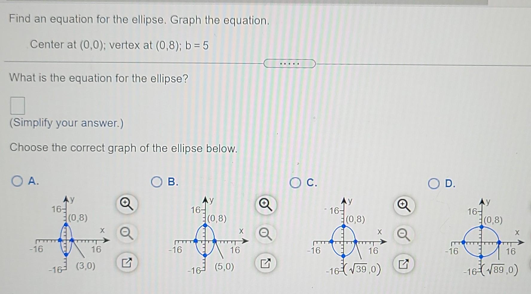 Solved Find an equation for the ellipse. Graph the equation. | Chegg.com