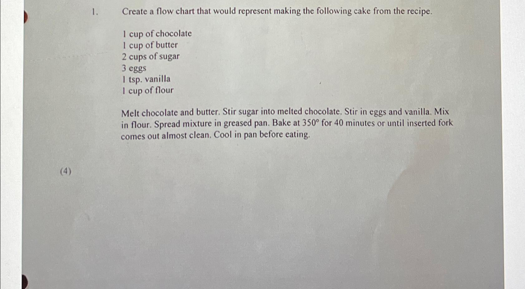 Solved Create a flow chart that would represent making the | Chegg.com