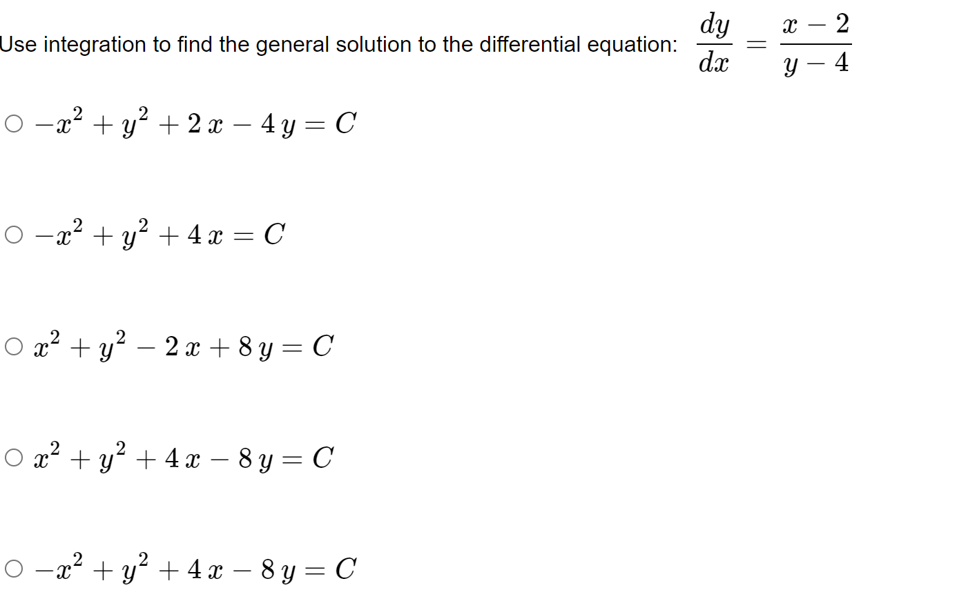 Solved Use integration to find the general solution to the | Chegg.com