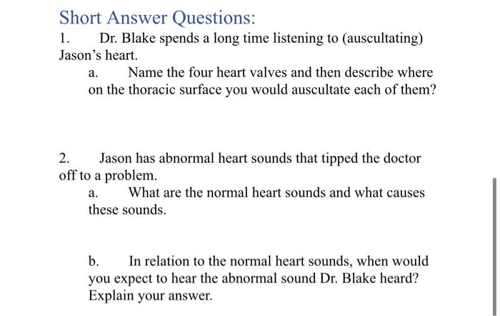Solved Listen to Your Heart: A Case Study on Cardiac Anatomy | Chegg.com
