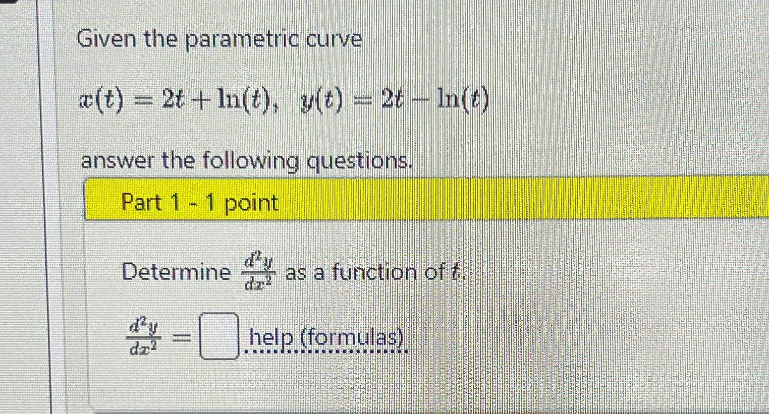 Solved Given the parametric | Chegg.com