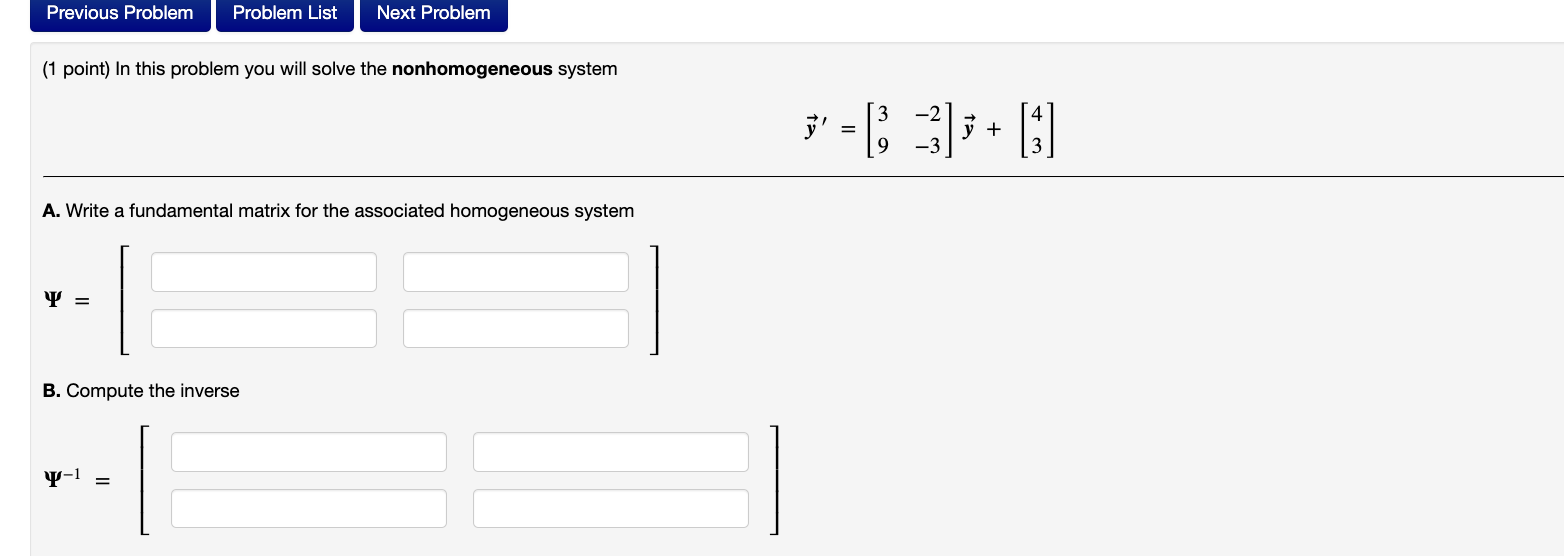 Solved (1 ﻿point) ﻿In this problem you will solve the | Chegg.com