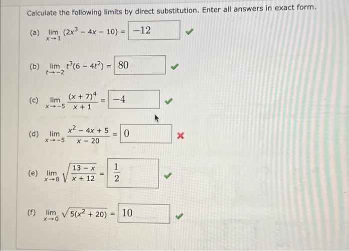 Solved Calculate the following limits by direct | Chegg.com
