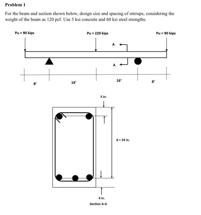 For the beam and section shown below, design size and | Chegg.com