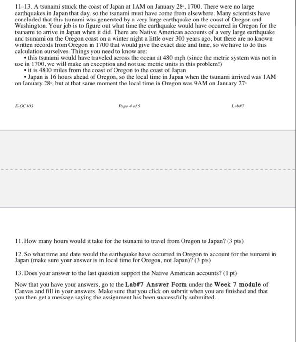 Solved Lab #7 WAVES - OC 103 Exploring The Deep - Geography | Chegg.com