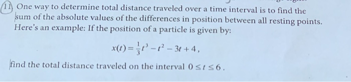 Solved 11) One way to determine total distance traveled over | Chegg.com