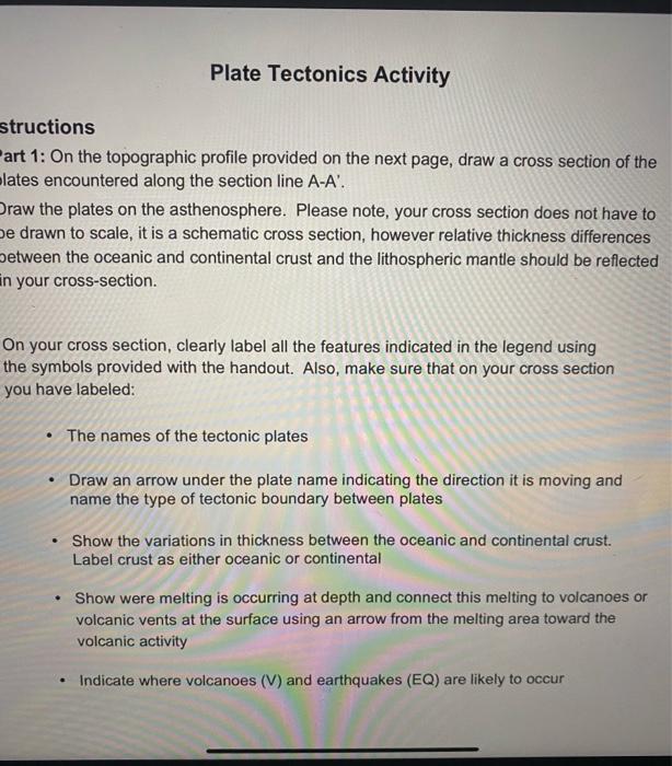 Solved Plate Tectonics Activity structions -art 1: On the | Chegg.com