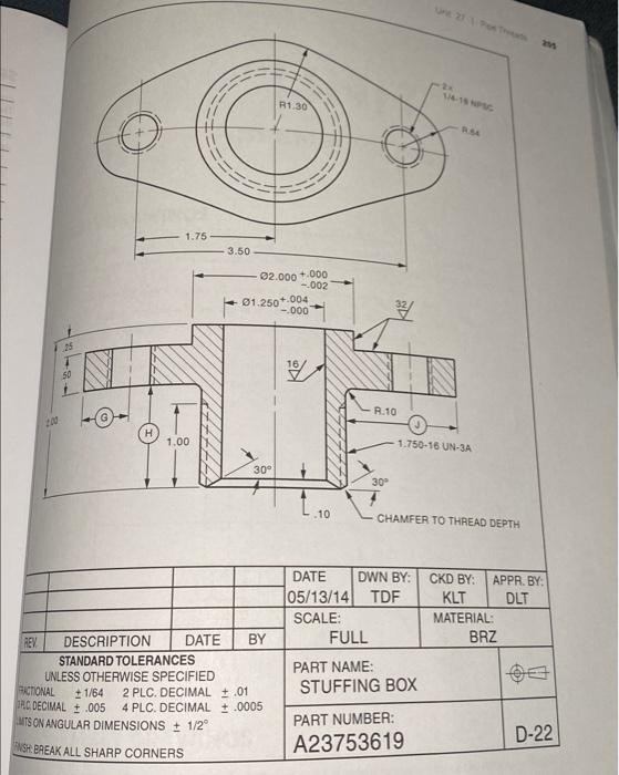 Solved 1. How many threaded holes are required on the | Chegg.com