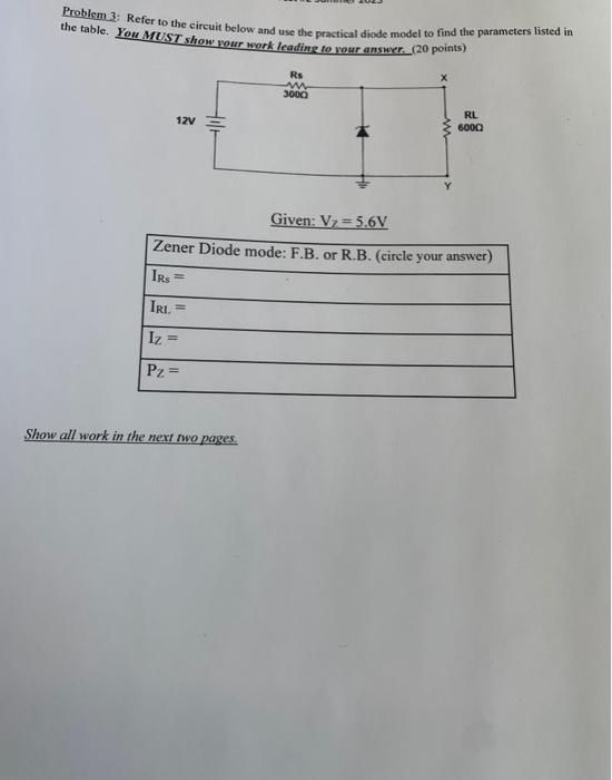 Solved Problem 3: Refer to the circuit below and use the | Chegg.com