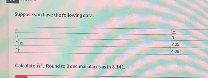Solved Suppose you have the following data: Calculate R2. | Chegg.com