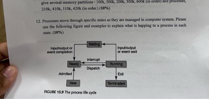 Solved give several memory partitions ' | Chegg.com