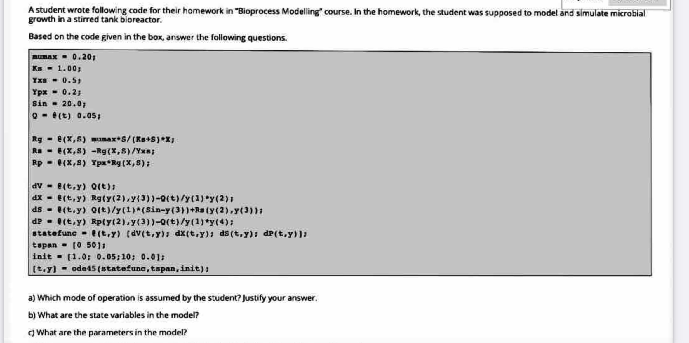 Solved A student wrote following code for their hamework in | Chegg.com