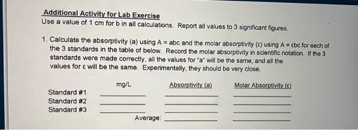 Table \#2 - Concentration of Blue Dye \#1 in STD \#2 | Chegg.com