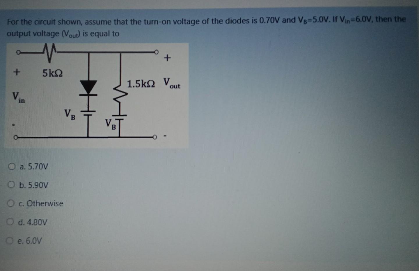 Solved For the circuit shown, assume that the turn-on | Chegg.com