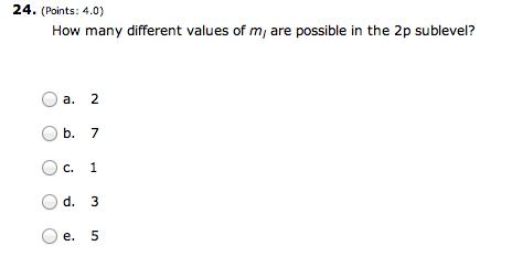 Solved How many different values of m1 are possible in the | Chegg.com