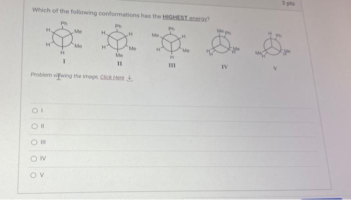 Solved Which of the following conformations has the HIGHEST | Chegg.com
