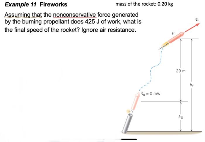 Solved Example 11 Fireworks mass of the rocket: 0.20 kg | Chegg.com