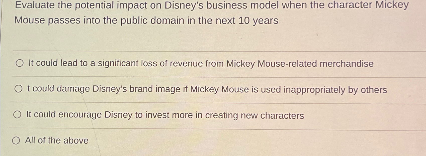 Solved Evaluate the potential impact on Disney's business | Chegg.com