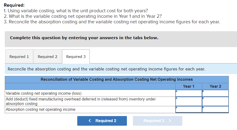 Solved Required: 1. Using variable costing, what is the unit | Chegg.com