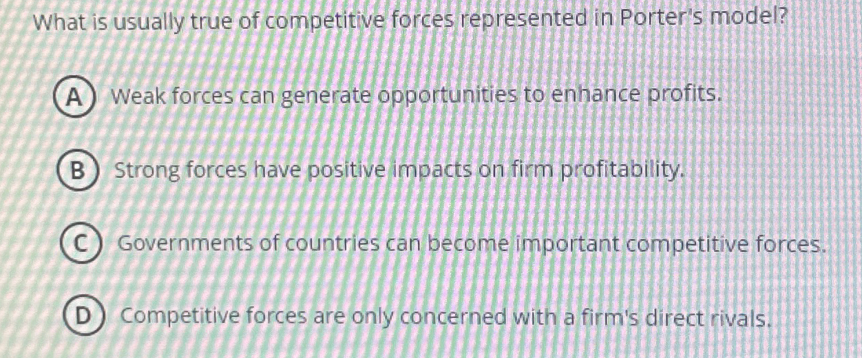 Solved What is usually true of competitive forces | Chegg.com