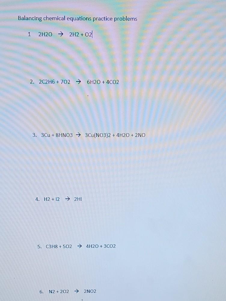 Solved Balancing chemical equations practice problems | Chegg.com