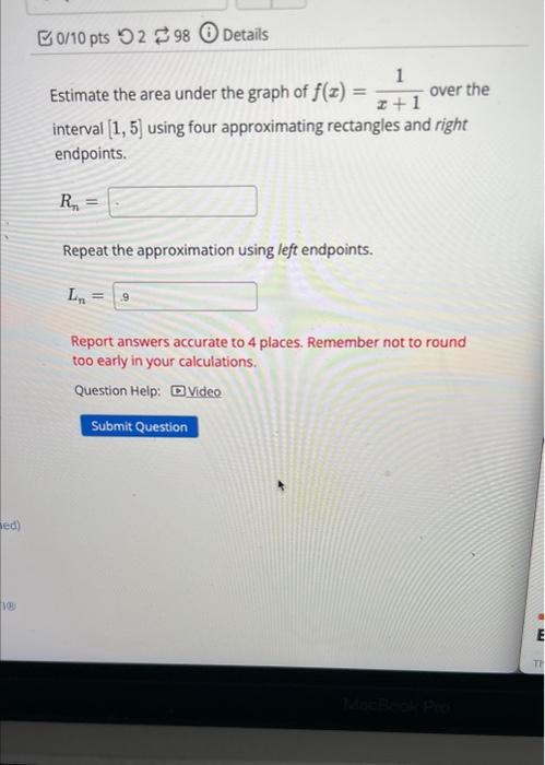 Solved Estimate the area under the graph of f(x)=x+11 over | Chegg.com