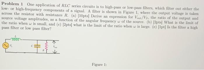 Solved Problem 1 One application of RLC series circuits is | Chegg.com