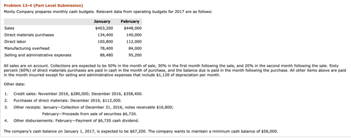 Solved Problem 13-4 (Part Level Submission) Monty Company | Chegg.com