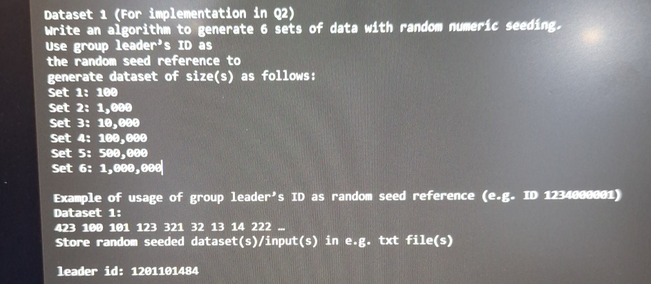 Solved Dataset 1 (For implementation in Q2)Write an | Chegg.com