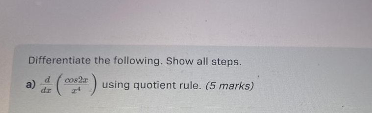 Solved Differentiate the following. Show all | Chegg.com