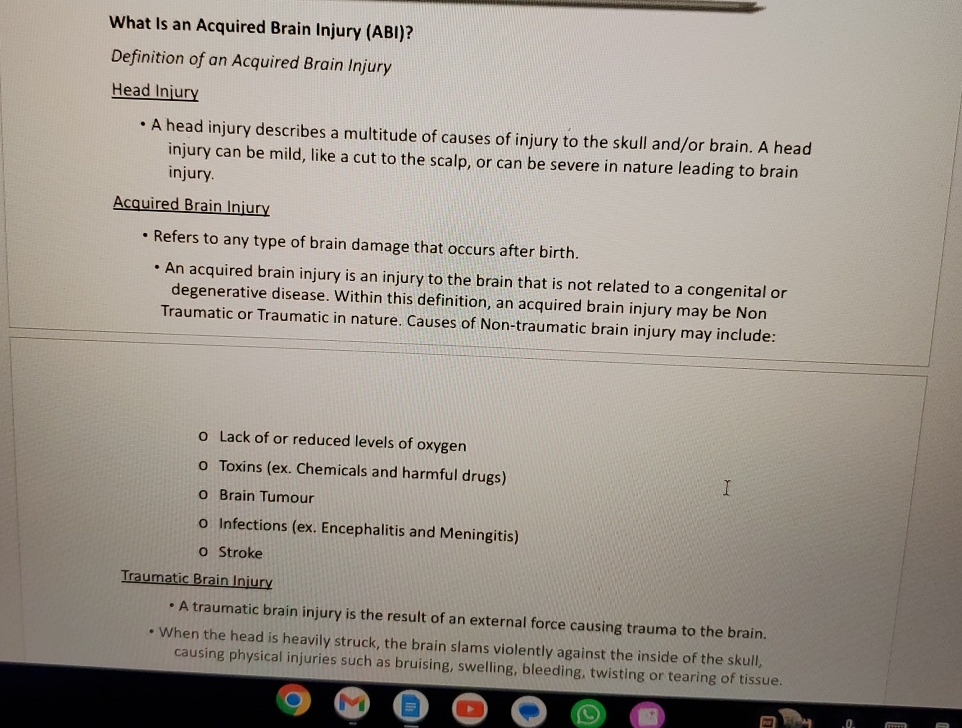 Solved What is an Acquired Brain Injury (ABI)?Definition of | Chegg.com